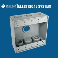 China ELECMAN Aluminum 2 Gang Weatherproof Outlet Box 5 Holes 1/2 in 30.5 cu in UL Listed for sale