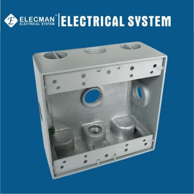 China ELECMAN 2 Gang Weatherproof Electrical Box Aluminum 5 X-Config Outlet Holes 30.5 cu In UL Listed for sale