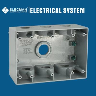 China Aluminum 3 Gang Weatherproof Outlet Box 7 Holes 54 cu in UL Listed for sale