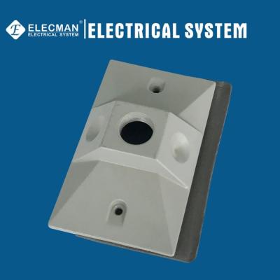 China ELECMAN Aluminum 1 Outlet Raised Rectangular Weatherproof Cover 1/2 Hole Size Device Mount for sale
