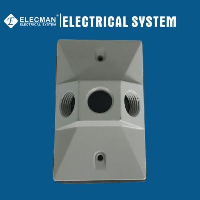 China ELECMAN Aluminum 3 Outlet Raised Rectangular Weatherproof Cover 1/2 Hole Device Mount for sale