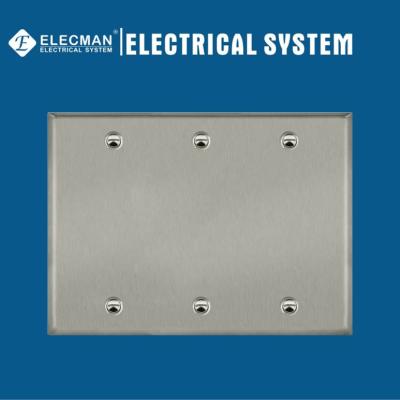 China ELECMAN 3 Gang Weatherproof Aluminum Blank Cover 6-3/8x4-1/2 Inch UL Listed for sale