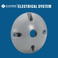 China ELECMAN Aluminum 4 Inch Round Weatherproof Box Cover 1 Outlet Hole 1/2 Inch Device Mount UL Listed for sale