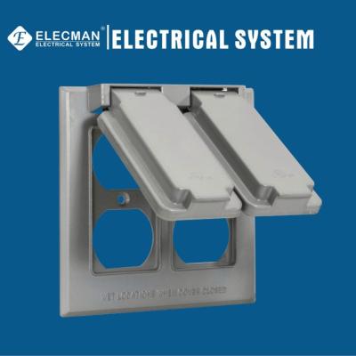 China ELECMAN Aluminum 2 Gang Duplex Receptacle Weatherproof Device Cover 4.5 in Height for sale