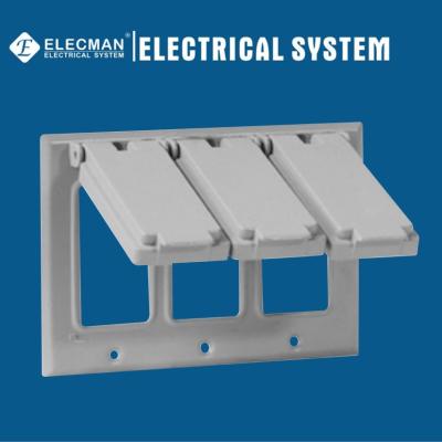 China ELECMAN Aluminum 3 Gang Weatherproof GFCI Cover 6-3/8 x 4-1/2 Inch UL Listed for sale
