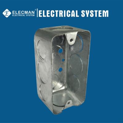 China ELECMAN 4x2x1.5 Inch Steel Handy Metallic Outlet Box with 1/2 and 3/4 Inch Knockouts UL Listed for sale