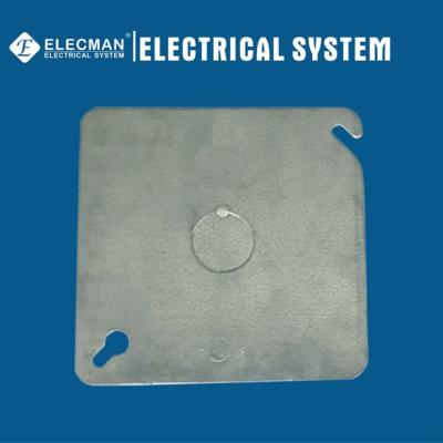 China Steel 4 Inch Electrical Outlet Box Cover Square with 1/2 Inch Knockout UL Listed for sale