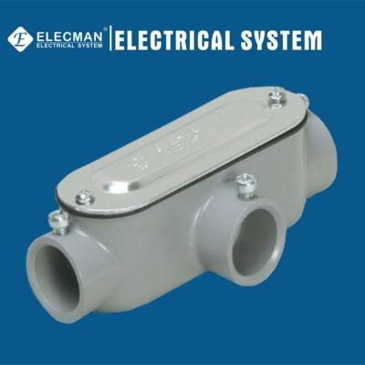 China ELECMAN Aluminum EMT Conduit Body T Type Set Screw 1/2 to 2 Inch UL Listed for sale
