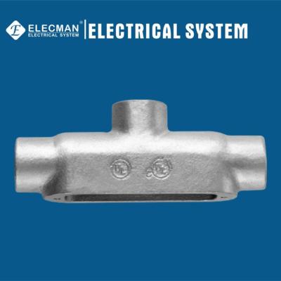 China ELECMAN Form 5 Malleable Iron IMC Rigid Threaded TB Conduit Body 1/2 to 4 Inch for sale