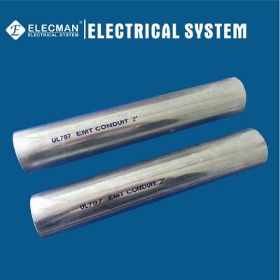 China 2 Inch EMT Galvanized Steel Conduit Pipe Tubing UL797 ANSI C80.3 10ft for sale