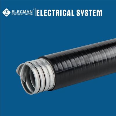 China ELECMAN Liquid Tight Galvanized Steel Flexible Conduit PVC Coated 1/2 Inch 50m Roll Grey for sale