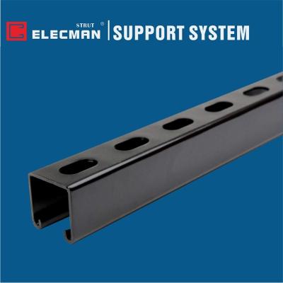 China Black Epoxy Power Slotted Strut Channel 41x41mm 2.6mm Thick Steel C Channel for sale