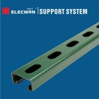 China Q235 Steel Slotted C Channel 41x21mm Green Epoxy Coated Strut Channel for sale