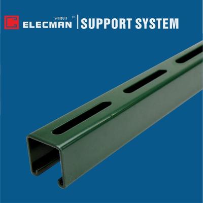 China Q235 Steel Slotted C Channel 41x21mm Green Epoxy Coated Strut Channel for sale