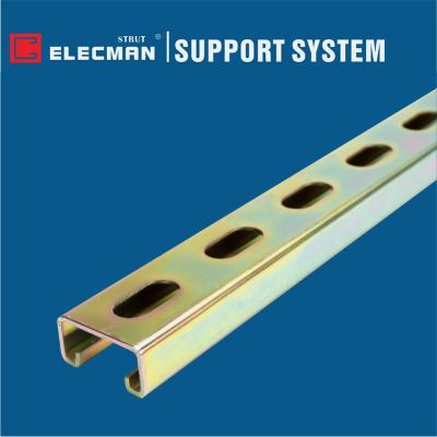 China Electro Galvanized Yellow Steel Slotted Strut Channel 41x21mm for Metal Framing Support for sale