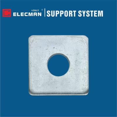 China Galvanized Steel Strut Flat Square Washer One Hole Type 1-5/8 x 1-5/8 for sale