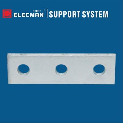 China Galvanized Steel Three Holes Strut Flat Fittings Splice Plate 5-3/8 x 1-5/8 Inch for sale