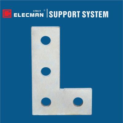 China Electro Galvanized Steel Strut Flat Fittings Four Holes L Angle Plate 5-3/8 x 3-1/2 Inch for sale
