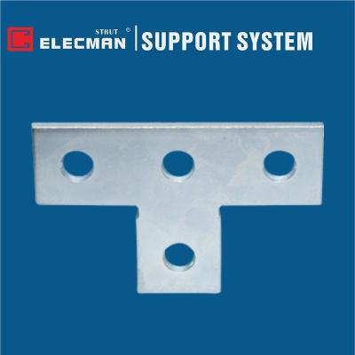 China Galvanized Steel Flat T Plate Four Holes T Shaped Mending Plate 5-3/8 x 3-1/2 Inch for sale