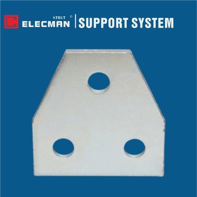 China Stainless Steel Strut Flat Fitting Three Holes Joint Plate 3-1/2 x 3-1/2 Inch for sale