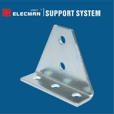 China Galvanized Steel Five Hole L Strut Bracket 5-3/8 x 4-1/8 Inch Joint Angle Connector for sale