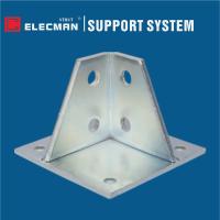 China ELECMAN Galvanized Steel Strut Base Plate 5x5x3.5 Inch for 1-5/8 Channel Support for sale