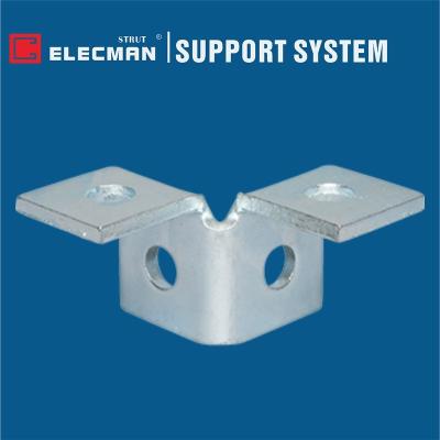 China ELECMAN Galvanized Steel 4 Hole Double Strut Wing Fittings Connector 1-5/8 Inch Channel for sale