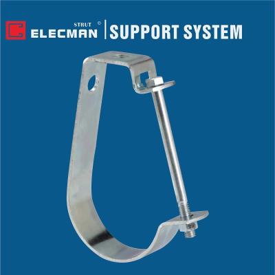 China Zinc Plated Steel Adjustable J Shape Conduit Pipe Hanger Clamp 1/2 to 8 Inch for sale