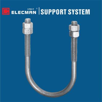 China Steel Long Tangent U Bolts Thread Conduit Pipe Hangers Supports 1/2 to 24 Inch for sale