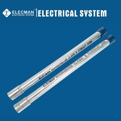 China Electrical Pre Galvanised Metal Conduit Pipe BS4568 20mm Class 3 for sale