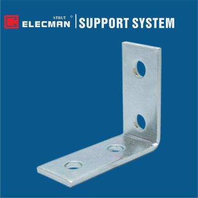 China Galvanized Steel 4 Hole Strut Angle Fitting 90 Degree Bracket 4-1/8 x 3-1/2 Inch for sale