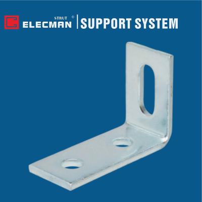 China Galvanized Steel 2 Hole Slotted 90 Degree Strut Angle Bracket 3-7/8 x 2-5/8 Inch for sale
