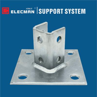 China 2 Hole Single Colum Double Level Strut Post Base Galvanized Steel for sale