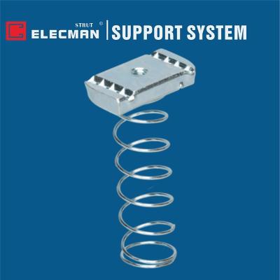 China Galvanized Steel Strut Channel Nut with Long Spring 34.5mm for 41x82 Channel for sale