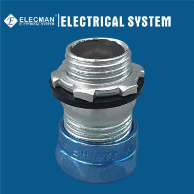 China Steel Raintight EMT Connector Compression Type UL Certification 1/2 Inch for sale