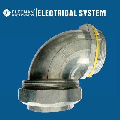 China Zinc 90 Degree Liquid Tight Connector 4 Inch UL Listed Insulated Conduit Fitting for sale