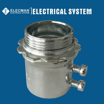 China Steel EMT Connector Set Screw Type 1-1/4 In UL Listed Zinc Plated for sale