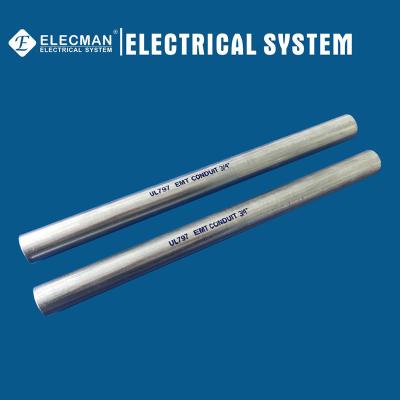 China ANSI C80.3 UL797 3/4 Inch Electrical Metallic Tubing EMT Conduit 10ft for sale