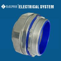 China ELECMAN 4 Inch Zinc Straight Liquid Tight Connector Blue Insulated Throat 1/2 to 4 Inch for sale