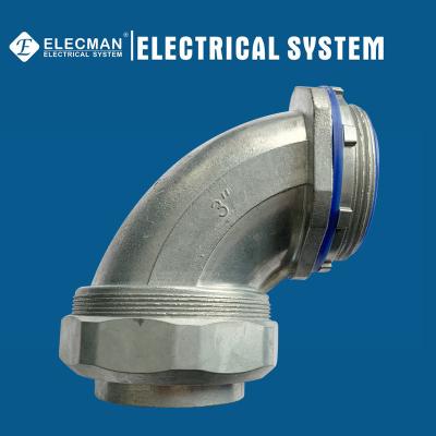 China Zinc Die Cast 3 Inch 90 Degree Liquid Tight Connector Waterproof Conduit Fitting for sale