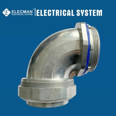 China ELECMAN 4 Inch Zinc Straight Liquid Tight Connector Blue Insulated Throat 1/2 to 4 for sale