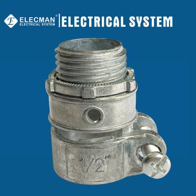 China 1/2 in Zinc Die Cast Straight Squeeze Connector for Flex AC MC Cable UL Listed for sale