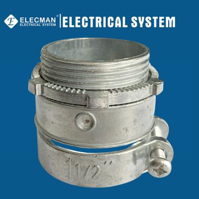 China ELECMAN 1-1/2 Inch Zinc Die Cast Straight Squeeze Connector UL Listed for Flexible Conduit for sale