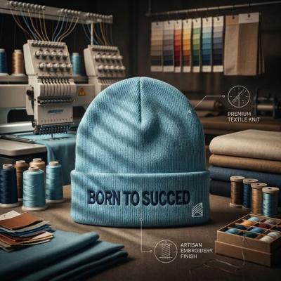 China Acrylic Knit Winter Beanie Hat OEM Cuffed Fold Brim Style 60g for sale