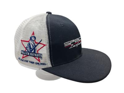 China Velcro Strap Closure Embroidered Trucker Hat Cotton Twill Breathable Mesh Back for sale