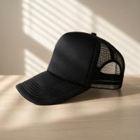 China Leather Patch Foam Front Blank Trucker Cap Cotton Snapback Vintage Style for sale