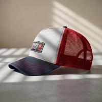 China Herringbone Print Custom Printed Trucker Hats Five Panel Crown Design Style for sale