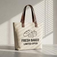 China OEM Cotton Canvas Tote Bag Screen Print Logo with Gusset Bottom Long Handle for sale