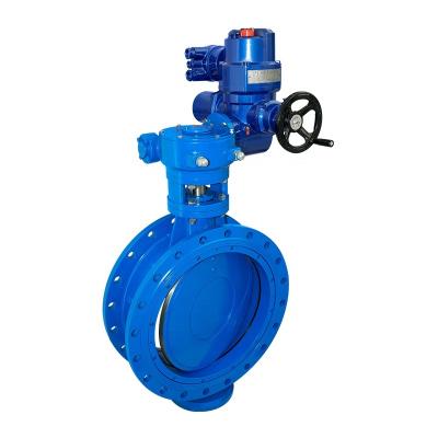 China Dn600 Rubber Lined Electric butterfly Valve Water Type with Dust Flange for sale