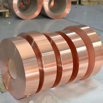 China Pure Copper Strip Roll 0.01-1mm Thickness 10-420mm Width Grounding Insulated Copper Tape for sale